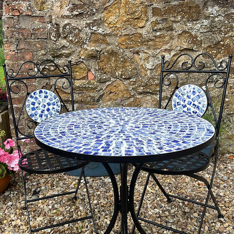 Blue mosaic bistro set store
